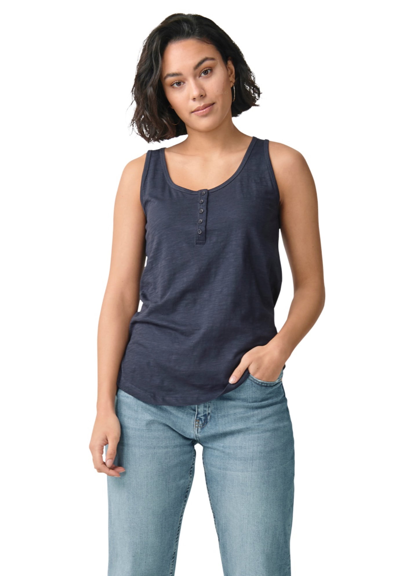 Ellos Women's Knit Henley Tank Top - Walmart.com