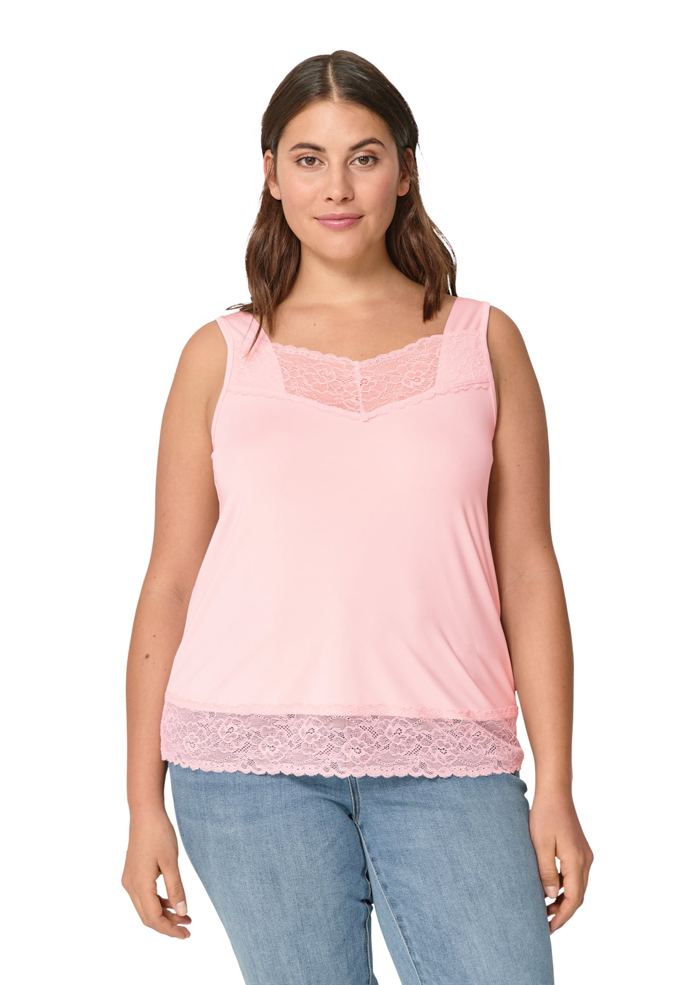 Ellos Women's Lace-Trim Tank Top - Walmart.com