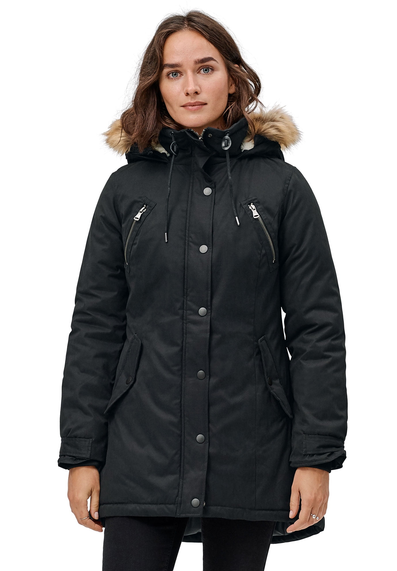 Ellos Women's Modern A-Line Parka Coat - Walmart.com