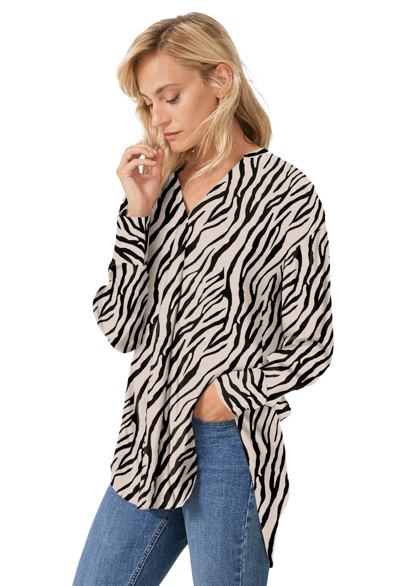 Ellos Women's Notch V-Neck Tunic Tunic - Walmart.com