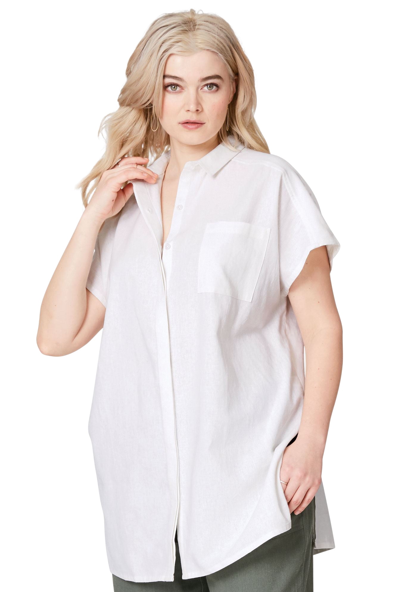 Ellos Women's Oversized Linen Blend Tunic Tunic - Walmart.com