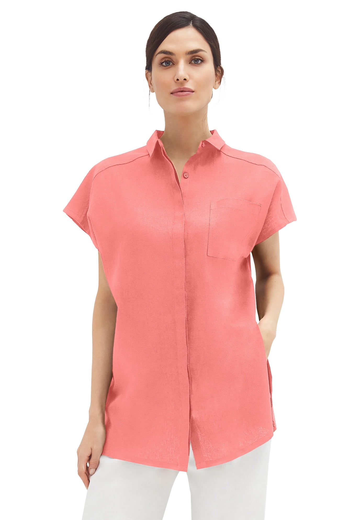 Ellos Womens Oversized Linen Blend Tunic Tunic