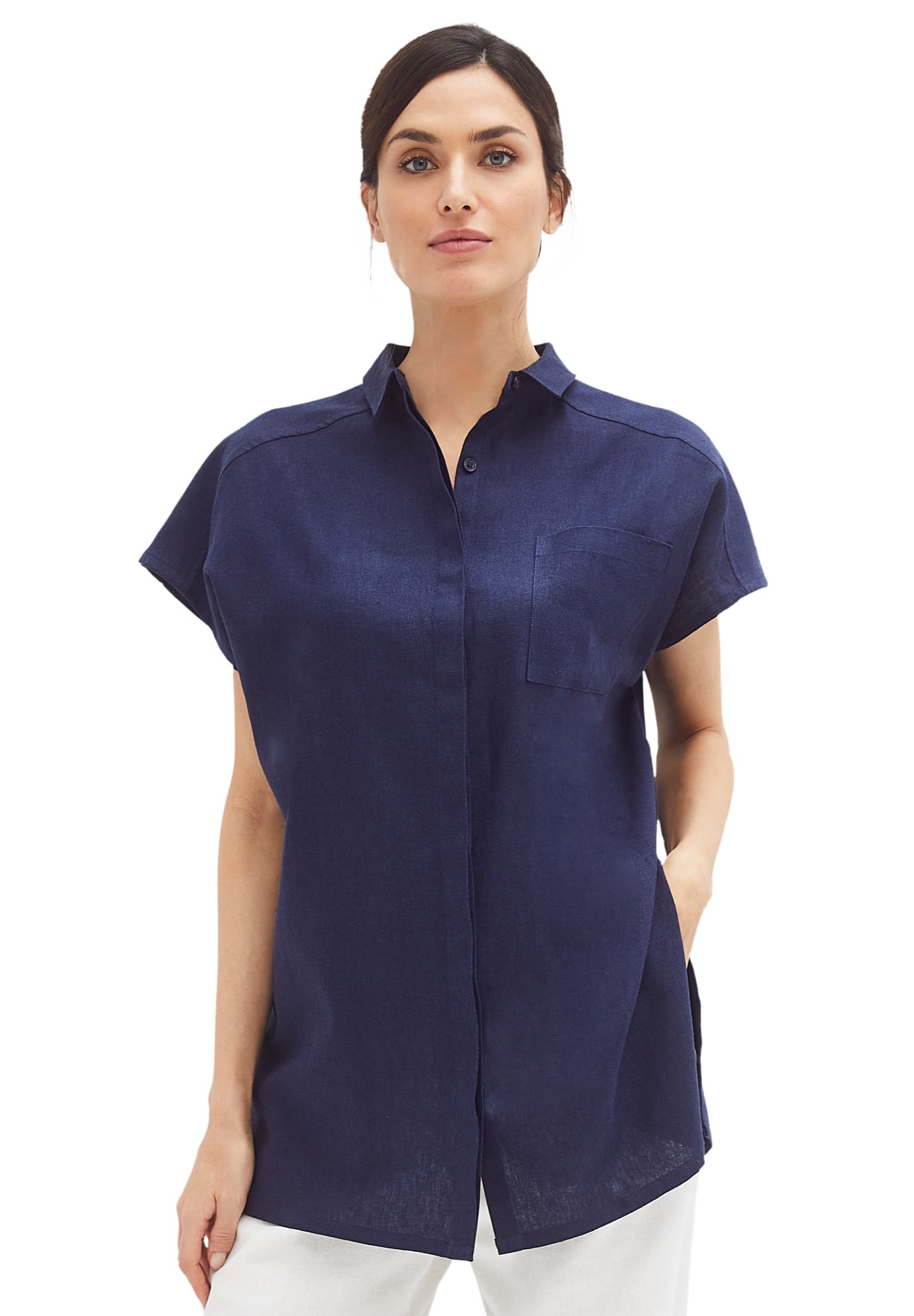 Ellos Women's Oversized Linen Blend Tunic Tunic - Walmart.com