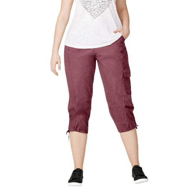Ellos Women's Plus Size Stretch Cargo Capris Front and Side Pockets ...