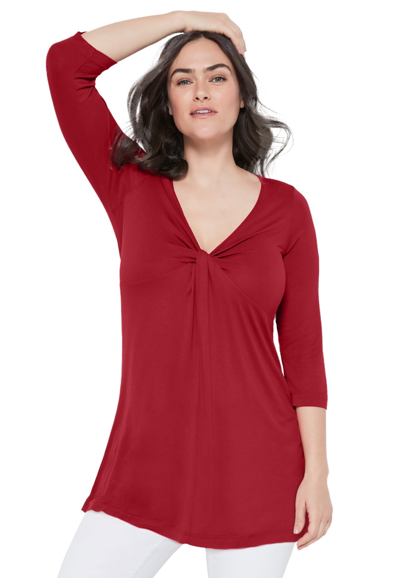 Ellos Women's Twisted Knot-Front Tunic Tunic - Walmart.com