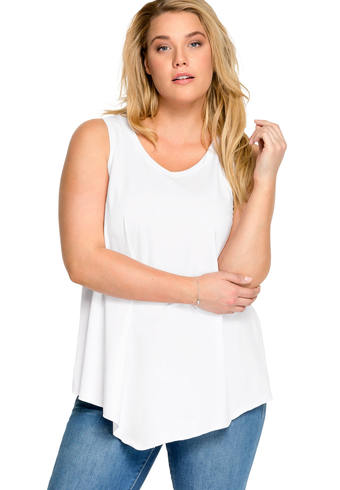 Ellos Women's V-Neck Pointed Front Tank Top - Walmart.com