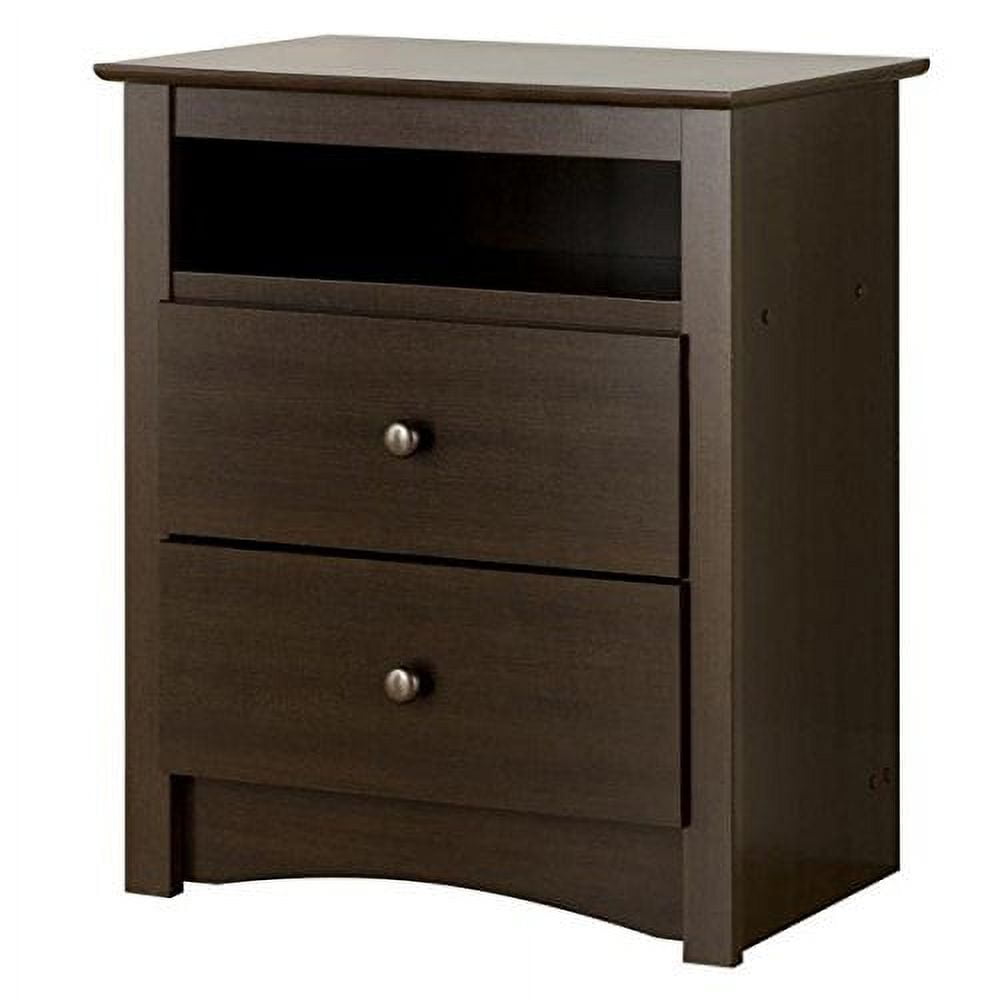 Ellsworth E-2428-ELL Tall 2-Drawer Nightstand (Espresso) with Shelf and ...