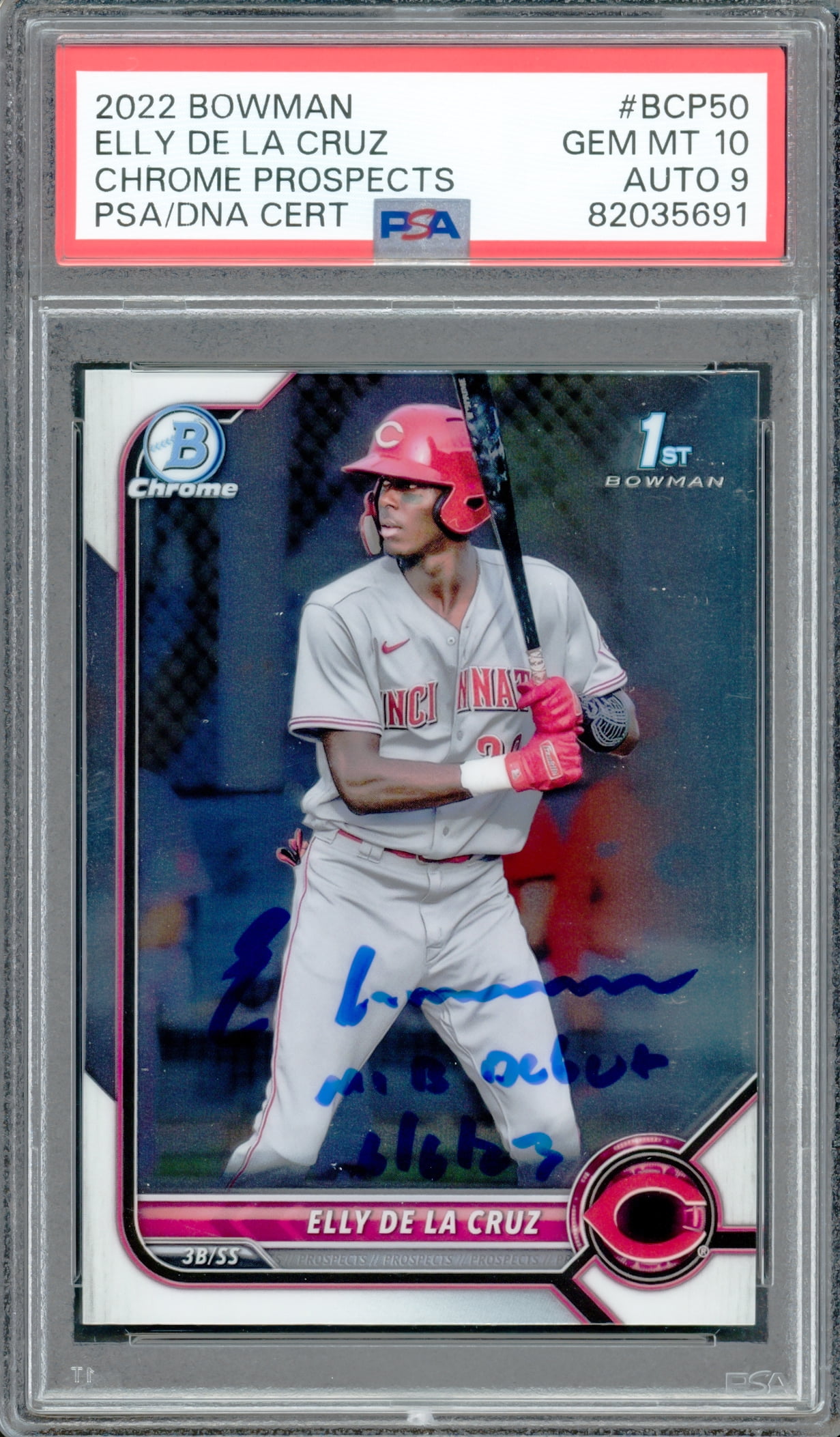 Elly De La Cruz Autographed 2022 1st Bowman Chrome Prospects Rookie ...