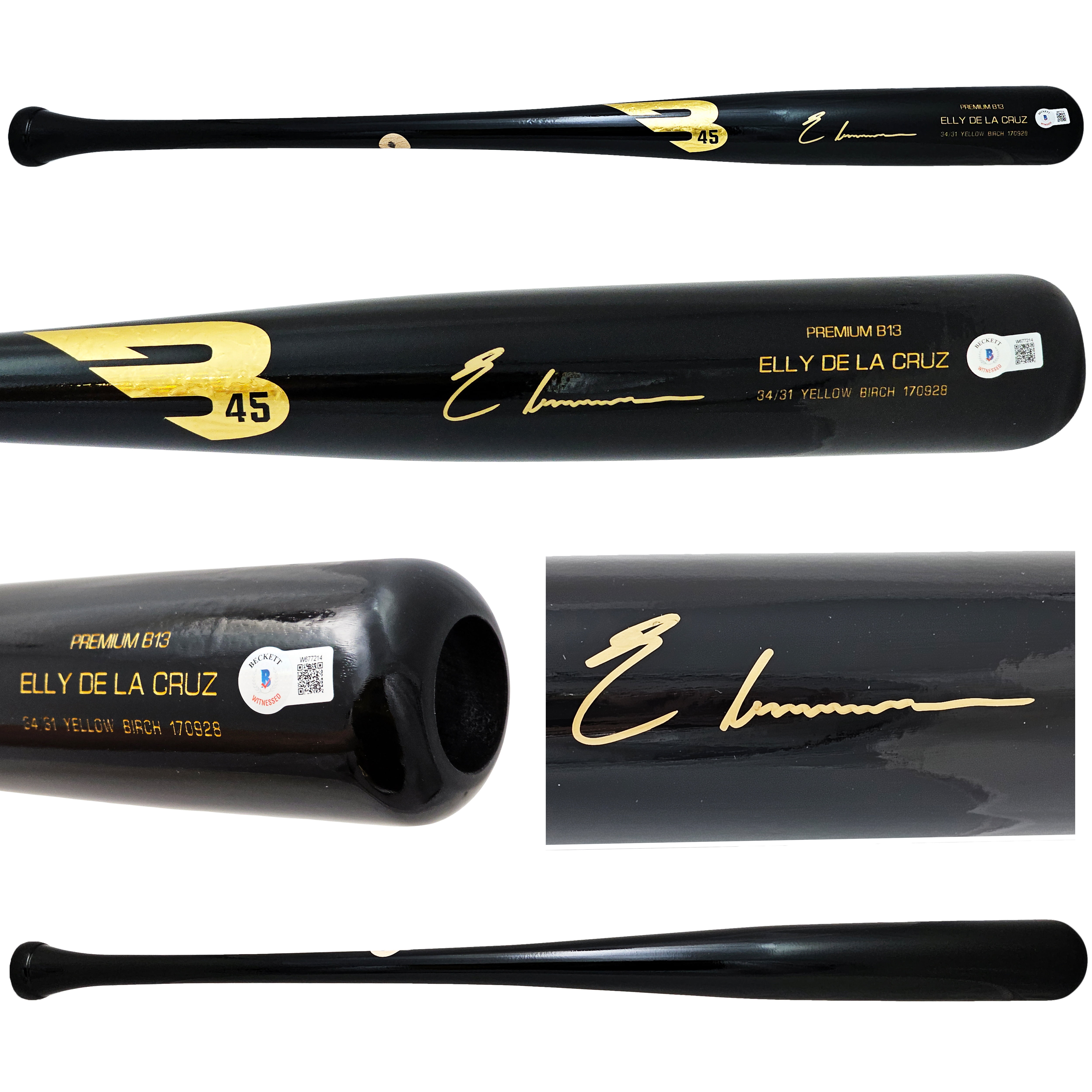 Elly De La Cruz Autographed Black B45 Player Model Bat Cincinnati Reds ...