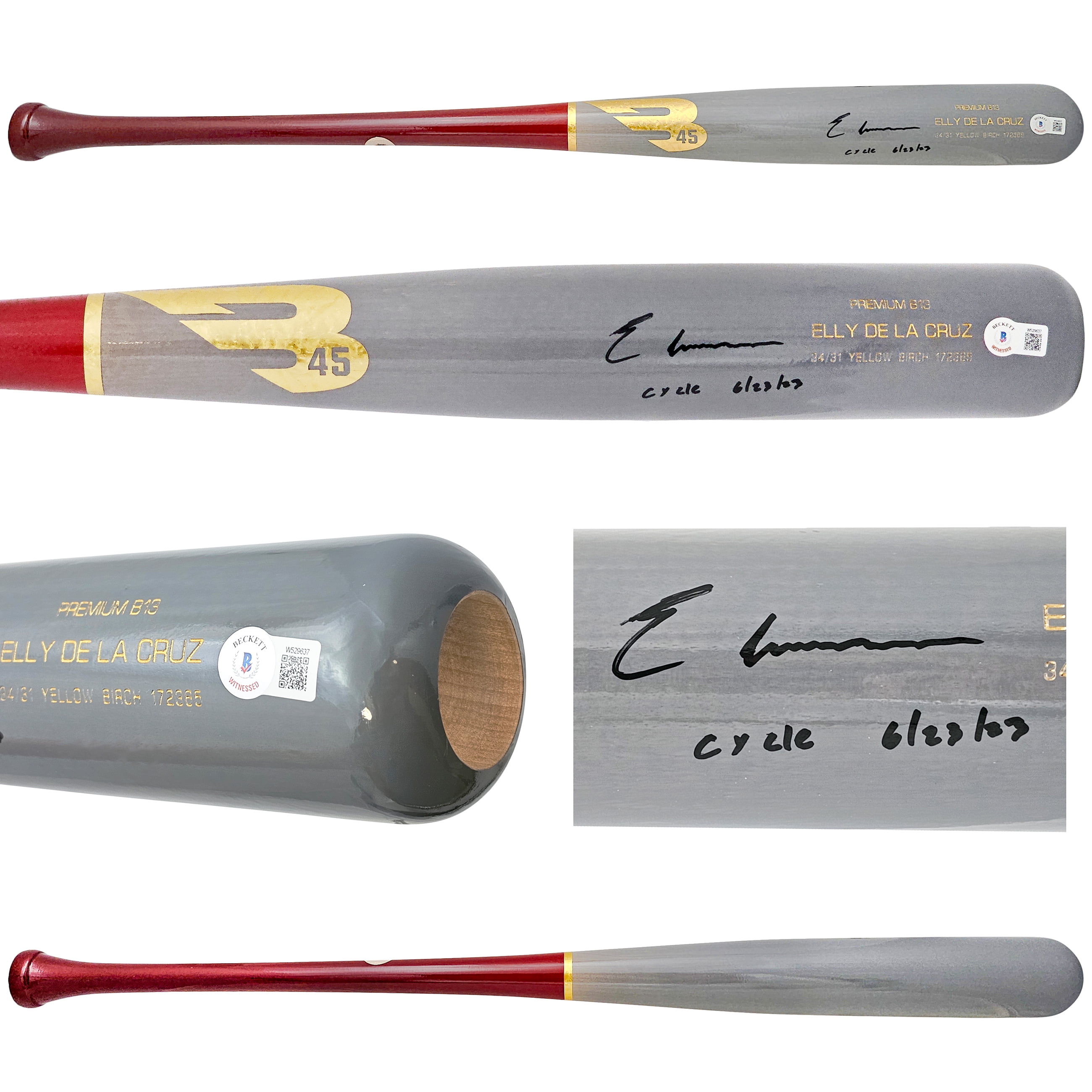 Elly De La Cruz Autographed Gray B45 Player Model Bat Cincinnati Reds ...