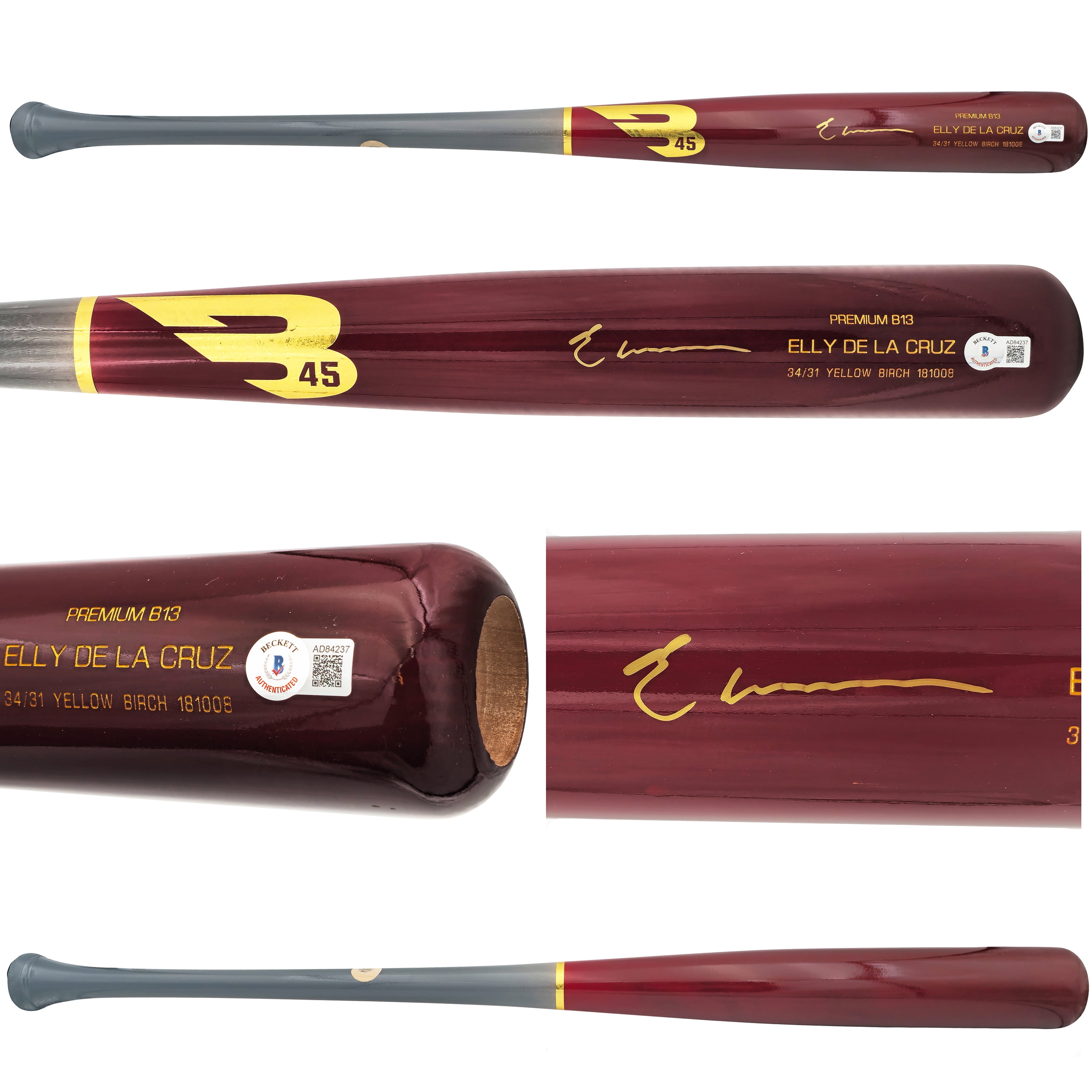 Elly De La Cruz Autographed Red B45 Player Model Baseball Bat ...