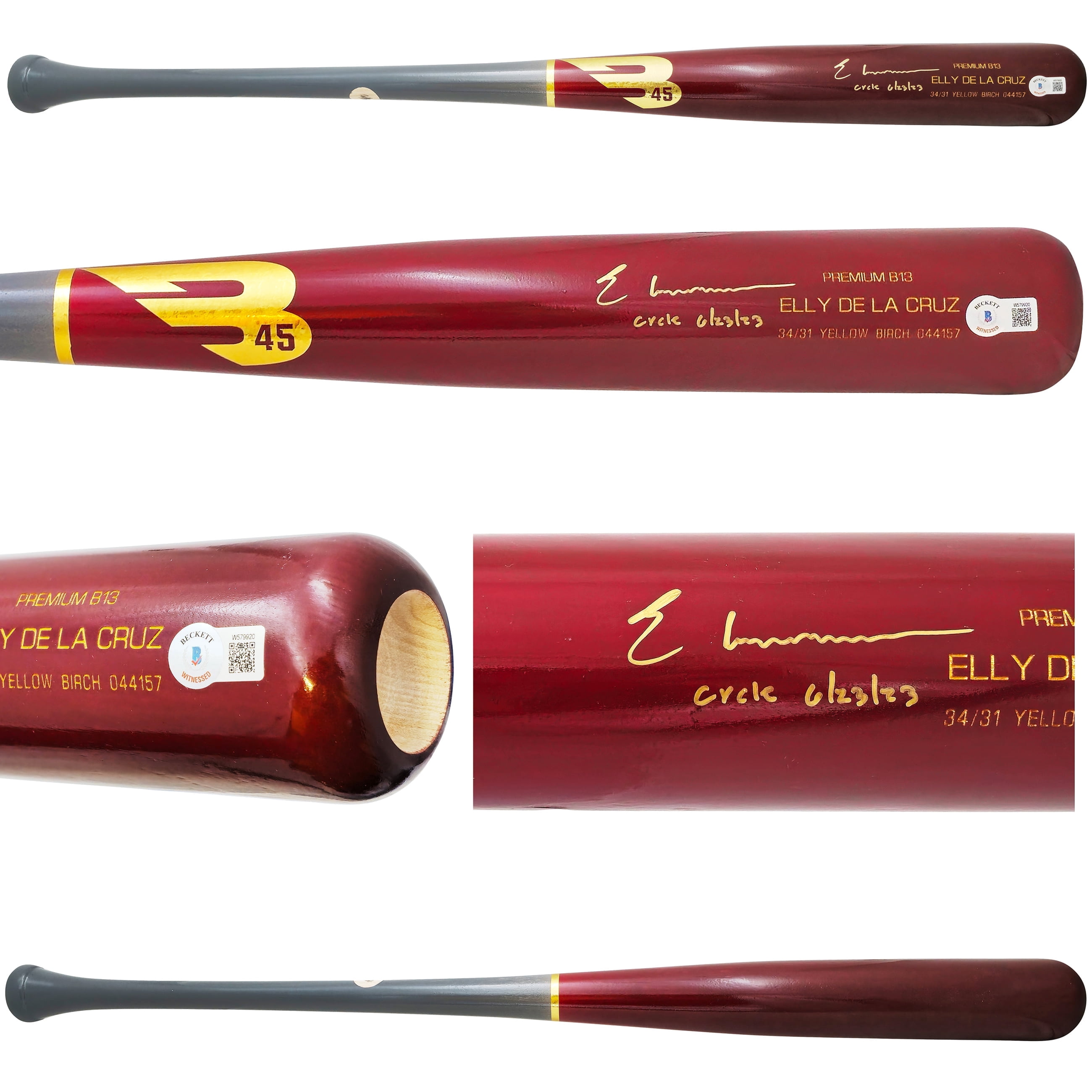 Elly De La Cruz Autographed Red B45 Player Model Baseball Bat ...