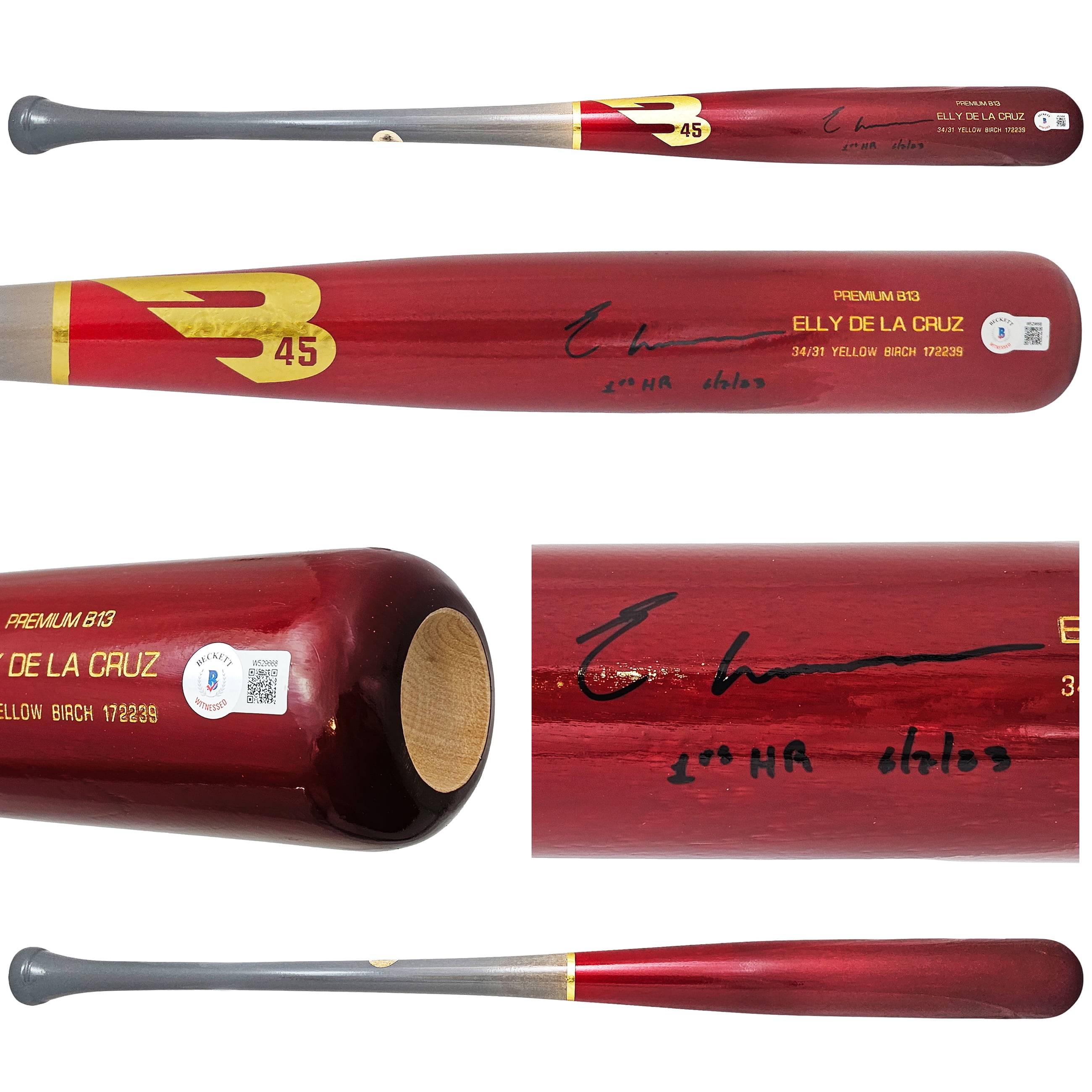 Elly De La Cruz Autographed Red B45 Player Model Bat Cincinnati Reds ...