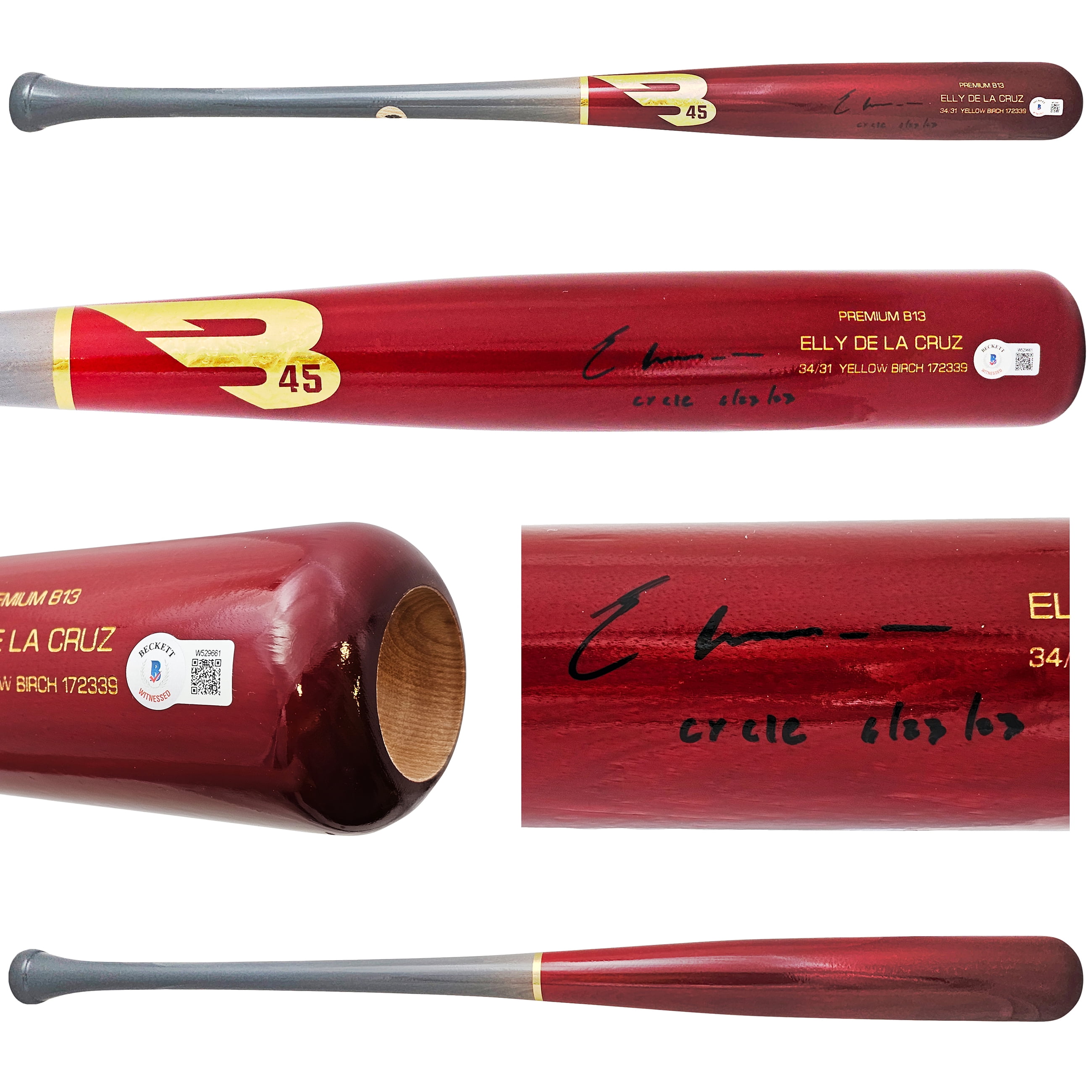 Elly De La Cruz Autographed Red B45 Player Model Bat Cincinnati Reds ...