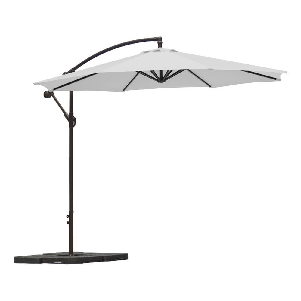 Elm 10 ft. Patio Cantilever Hanging Umbrella with 4-piece Base Weight ...