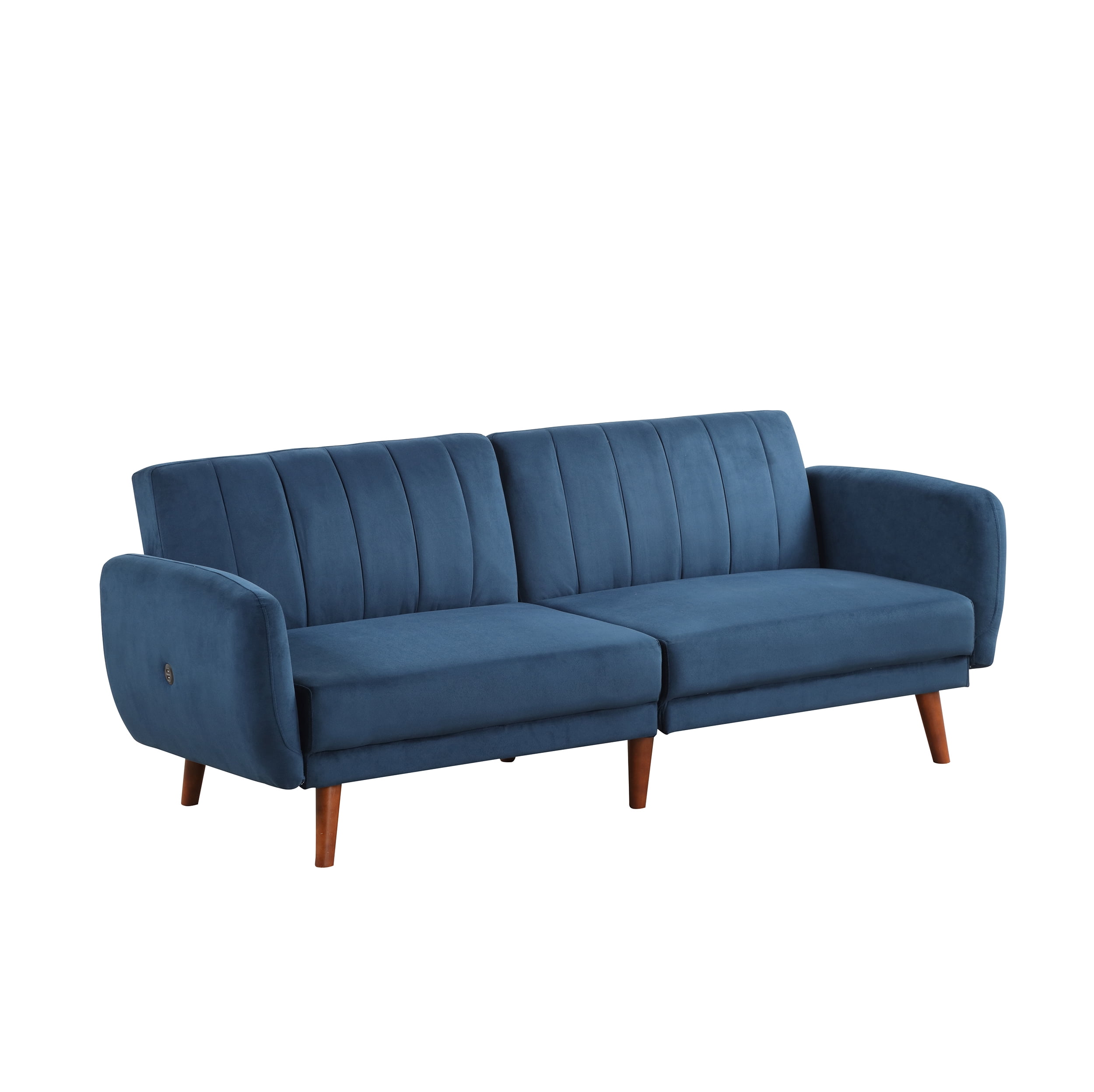 Elm Fabric Convertible Futon Sofa with USB Port, Marine Blue - Walmart.com