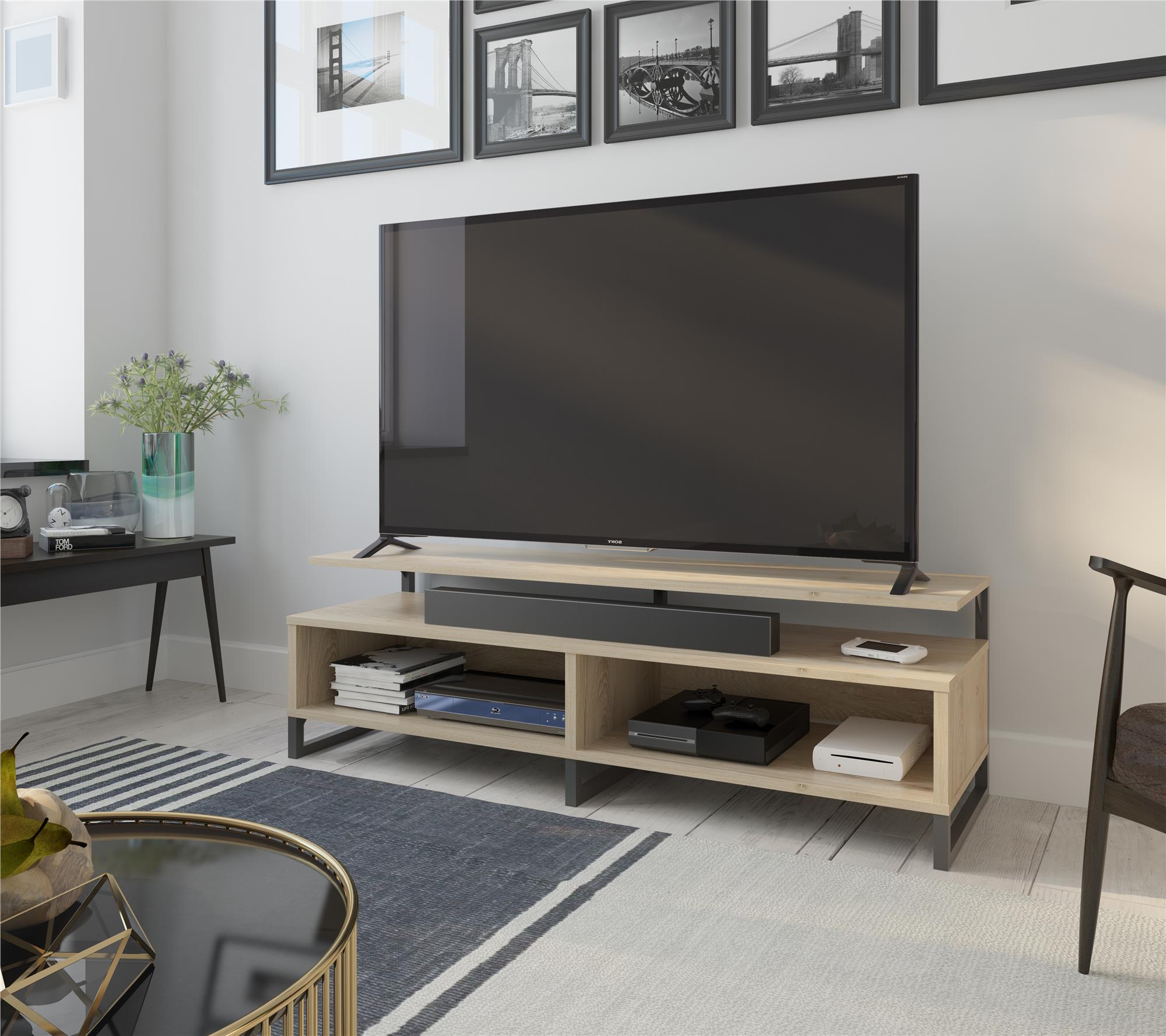 Sauder Palladia Corner Entertainment Credenza, Split Oak Finish ...