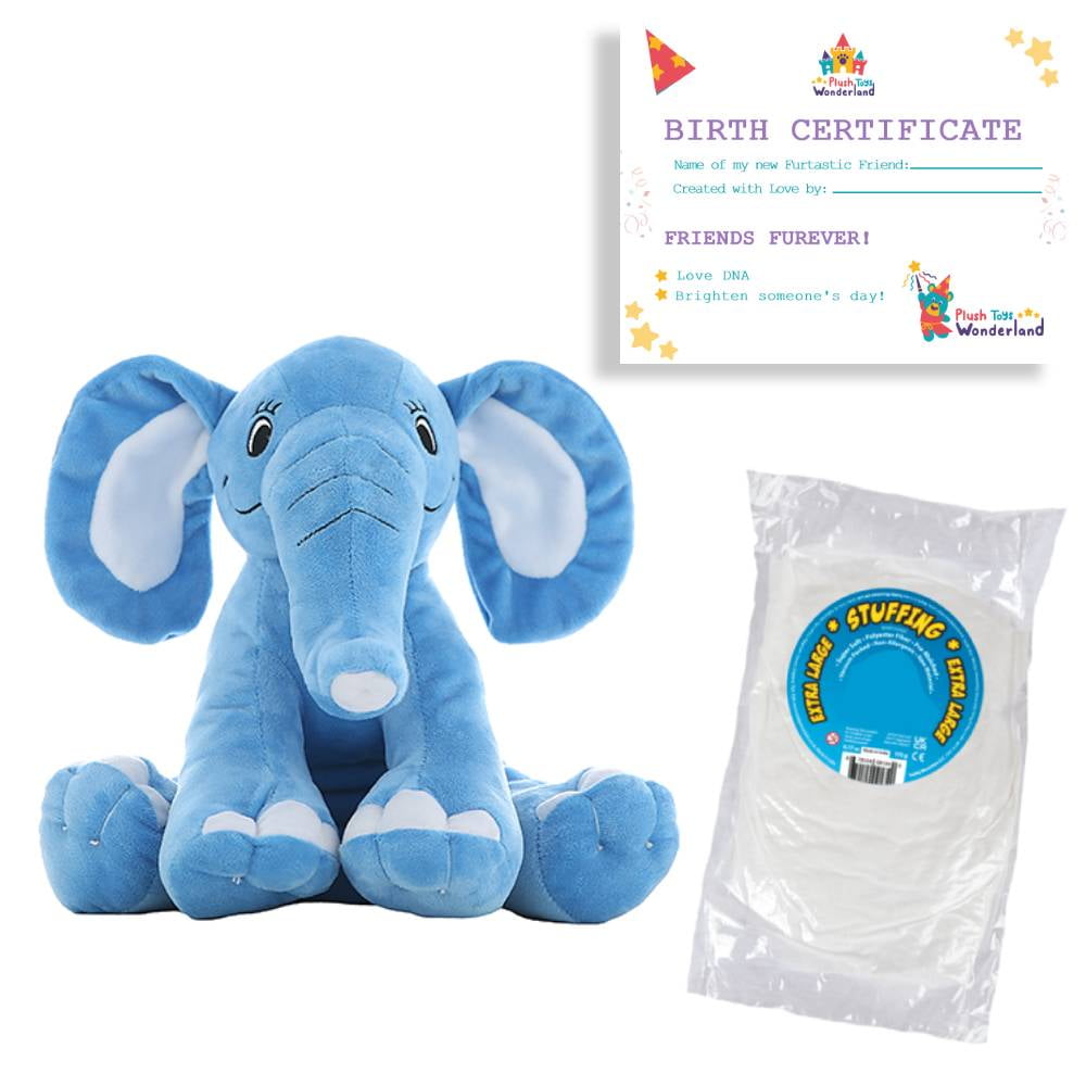Plush Gear Elmer The Blue Elephant 8" Plush Kit with Stuffing & Birth ...