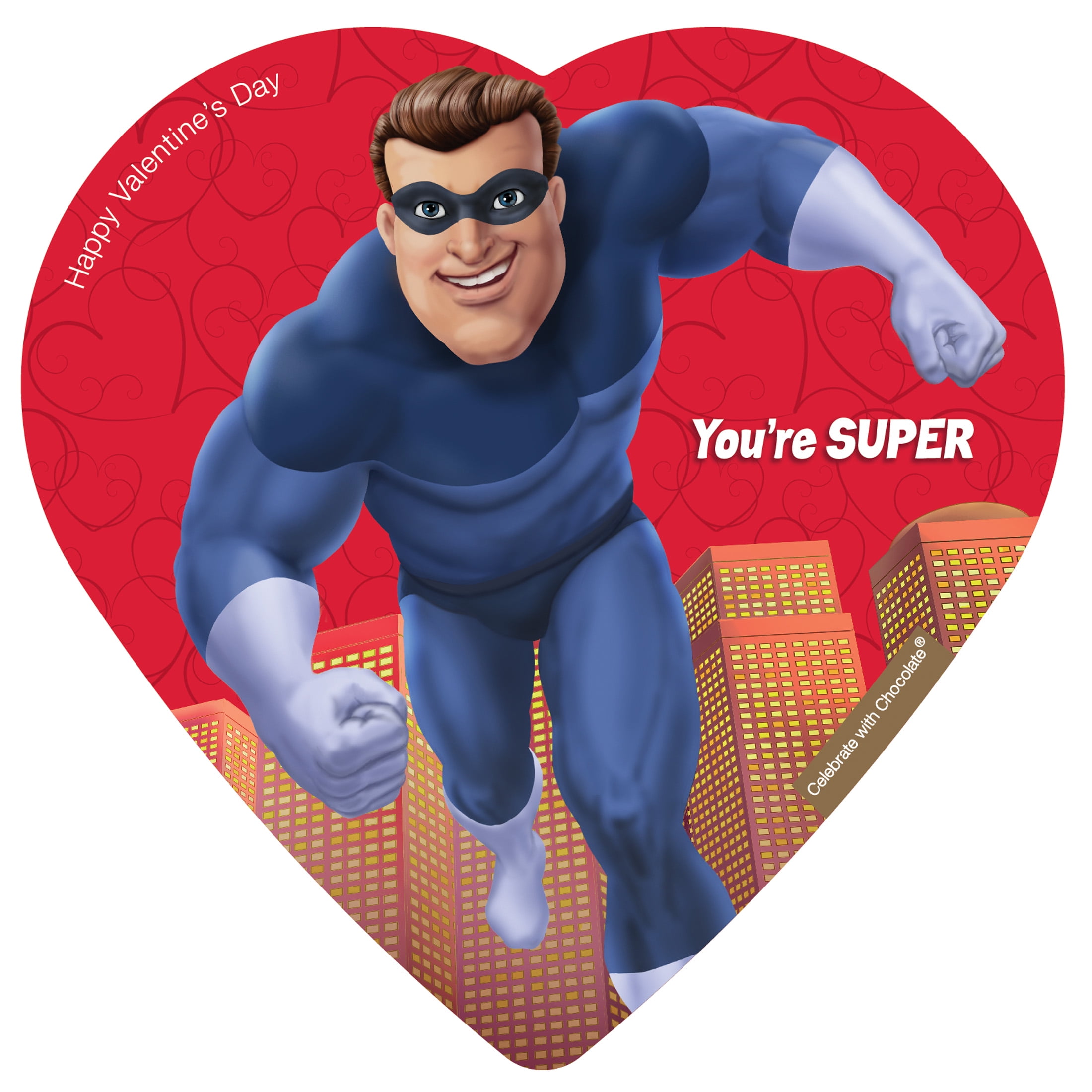 Elmer Chocolate Assorted Chocolate Comic Super Hero Heart 2oz 5 pieces ...