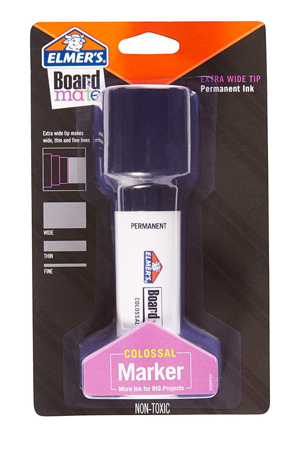 Elmer's Boardmate Colossal Marker - Extra Wide Tip, Permanent Black Ink ...