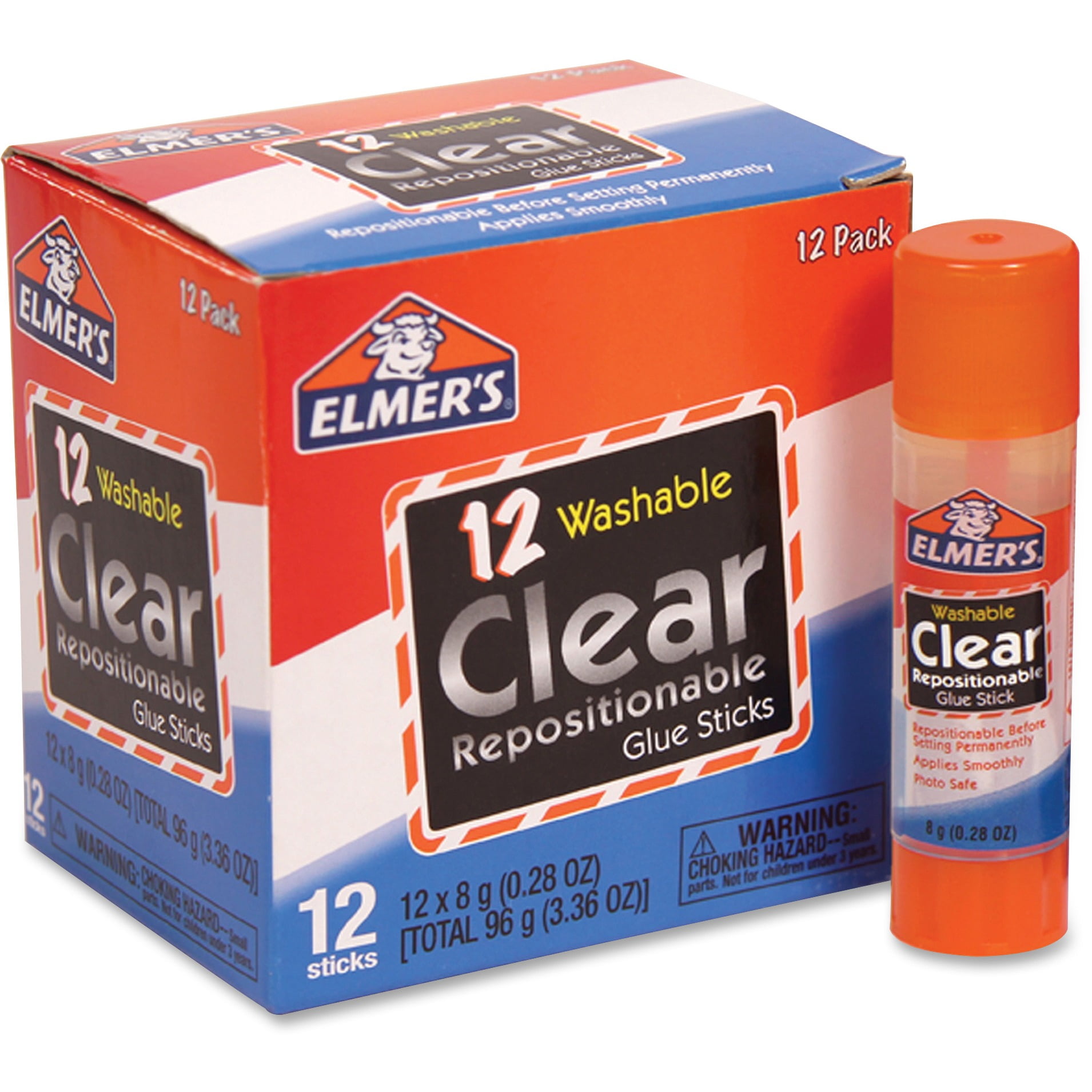 Elmer's Clear Repositionable Glue Sticks, 12 Count - Walmart.com
