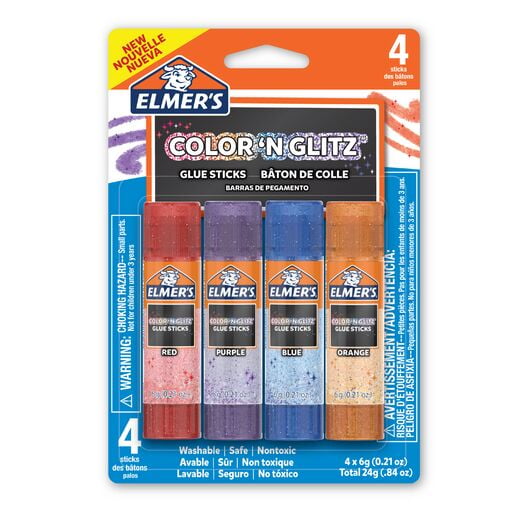 Elmer’s Color 'n Glitz Glue Sticks, Washable, Assorted Colors, 6 Grams ...