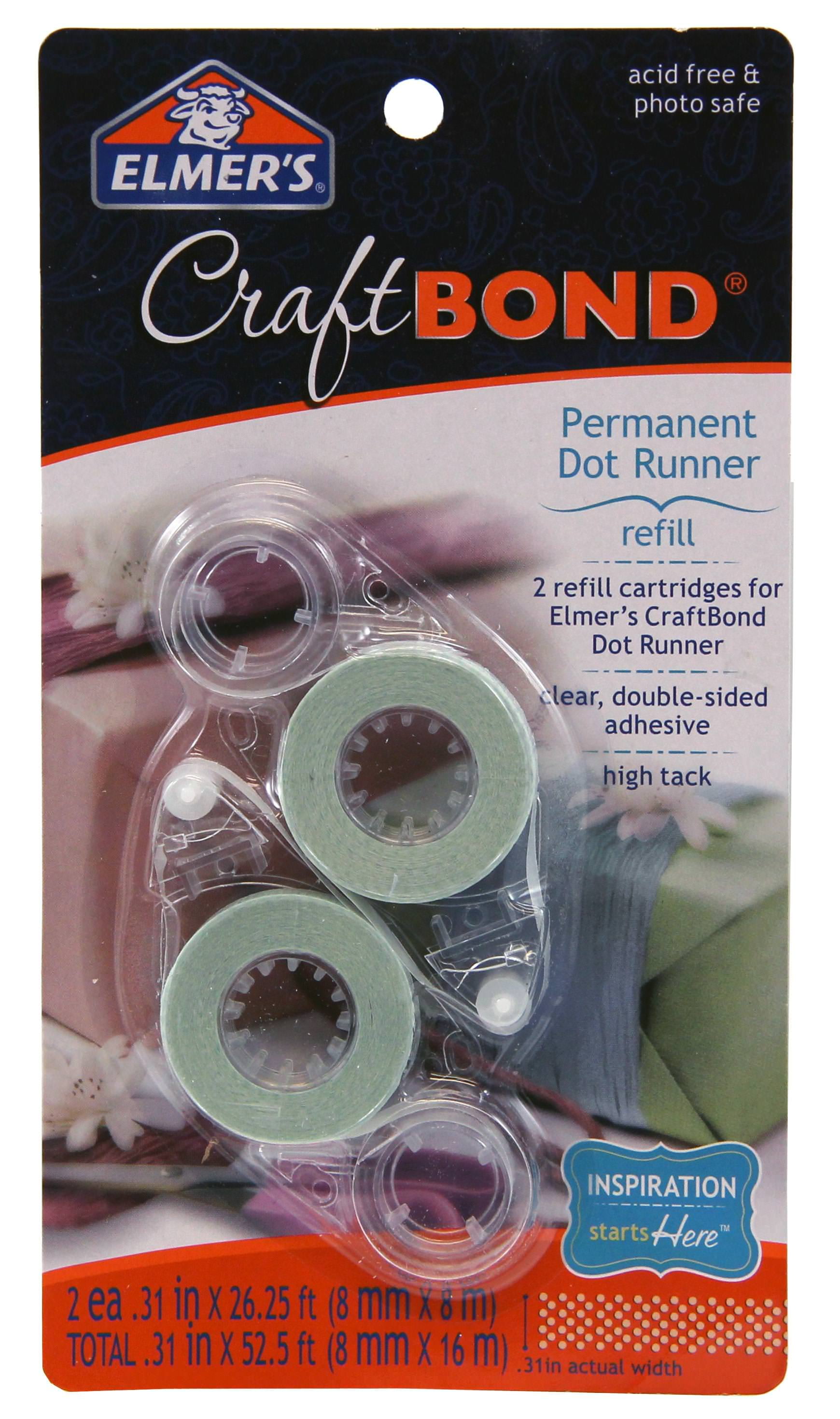 Elmer’s CraftBond Permanent Glue Dot Runner Refills, Clear, Double ...