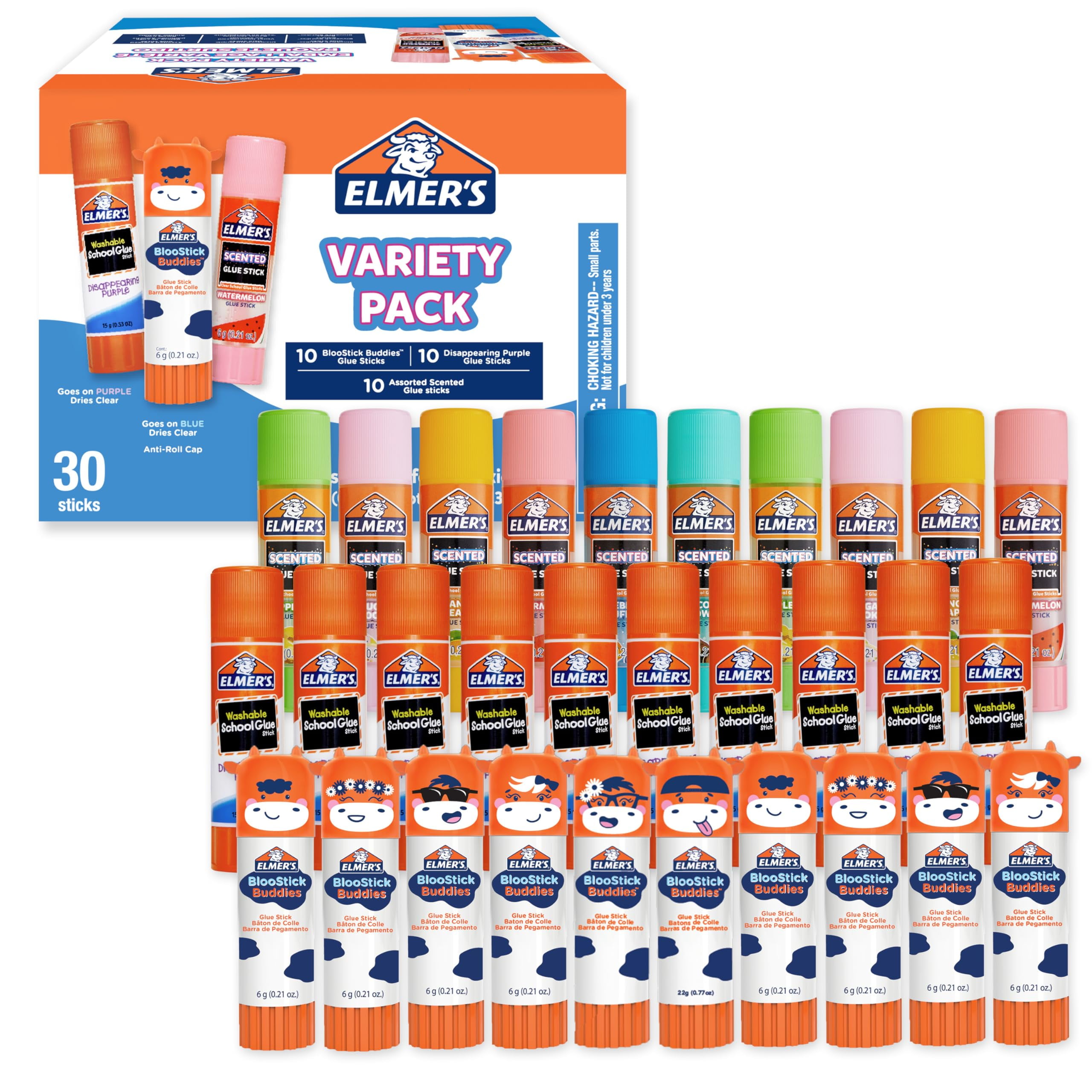 Elmer's Glue Stick Variety JKF25 Pack, Featuring BlooStick Buddies ...