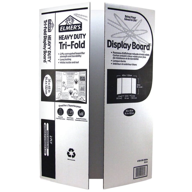 Elmer's Heavy Duty Tri-Fold Display Board, White, 36x48 Inch - Walmart.com
