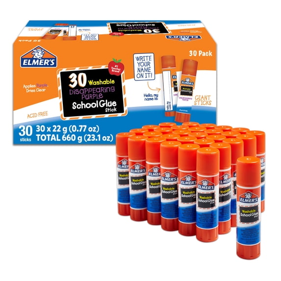 NEW Elmer's Write-On Label Disappearing Purple Giant School Glue Sticks ...