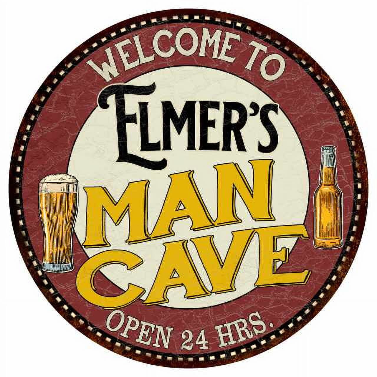 Elmer's Man Cave 14" Round Metal Sign Kitchen Bar Wall Decor ...