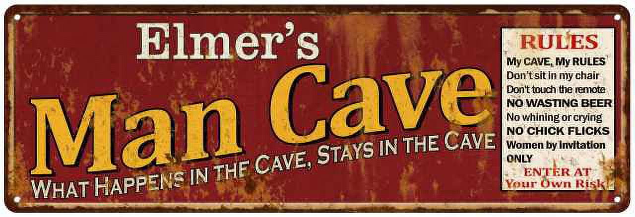 Elmer's Man Cave Rules Red Metal Sign Gift 6x18 106180004162 - Walmart.com