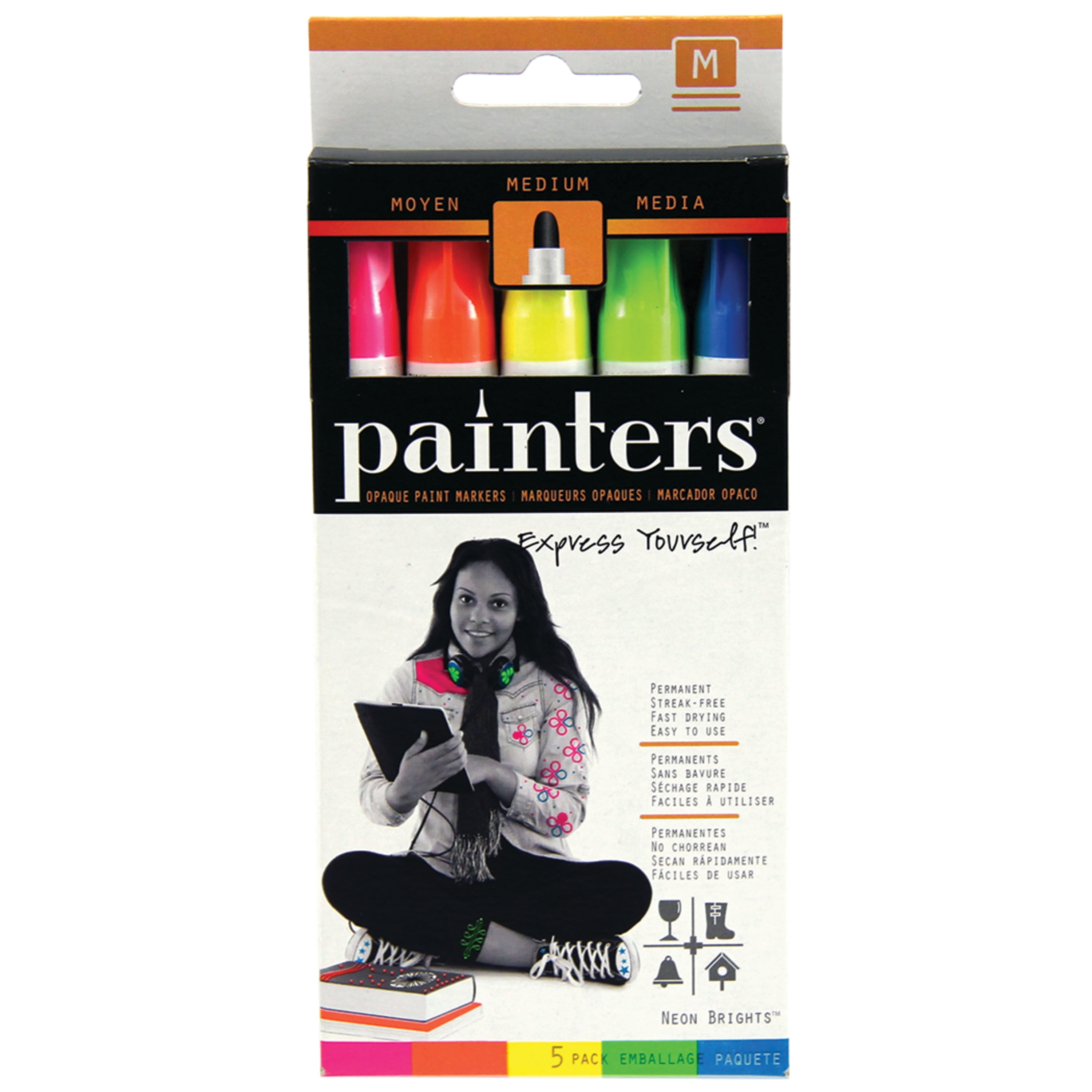 Elmer's Painters Opaque Paint Markers, Medium Point, Neon Colors, 5 ...