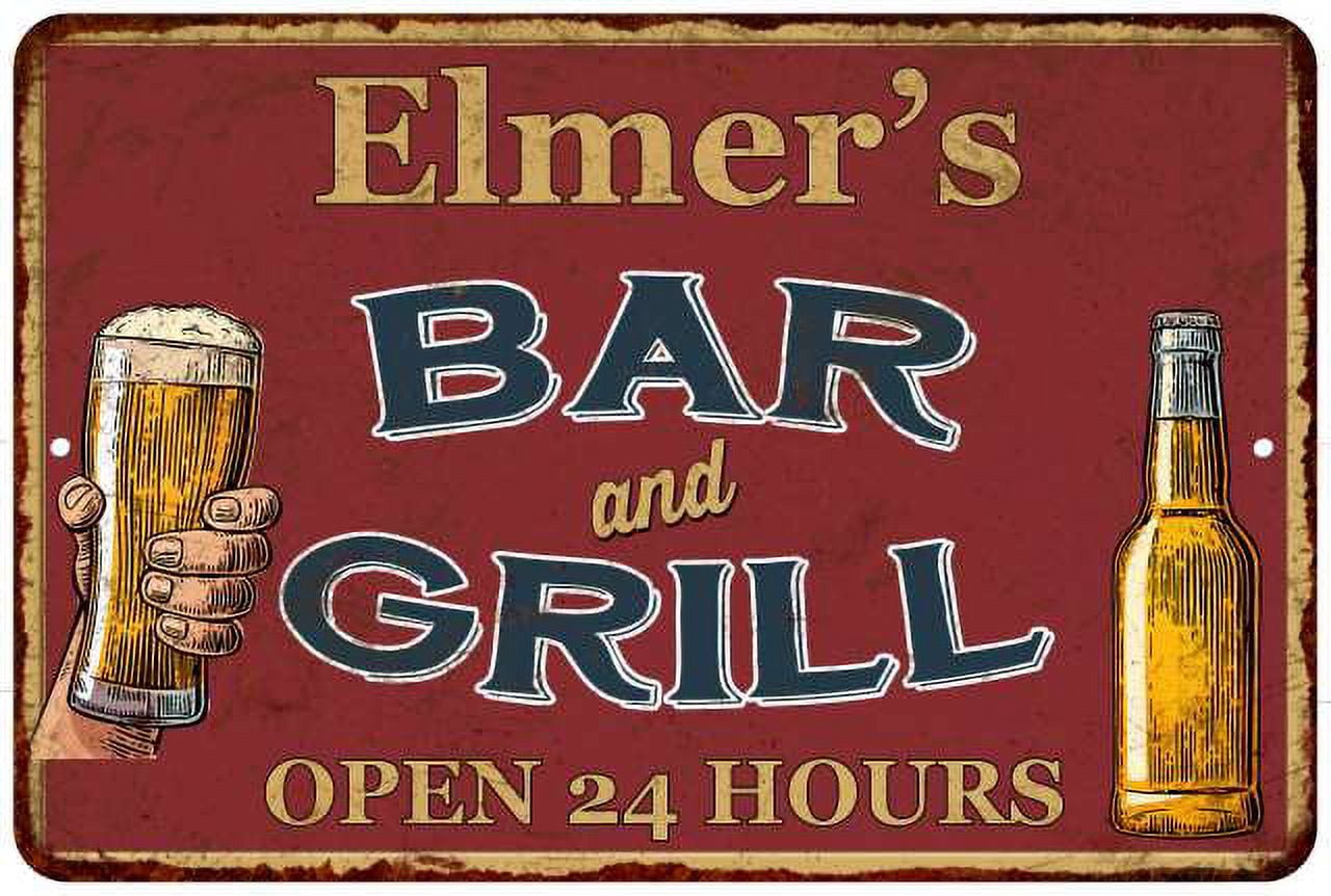 Elmer's Red Bar and Grill Rustic Sign Decor 8x12 108120045374 - Walmart ...