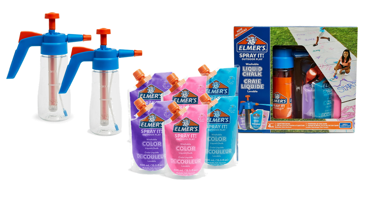 Elmer's Spray It! Outdoor Play Washable Liquid Chalk Kit, 2 Kits with ...