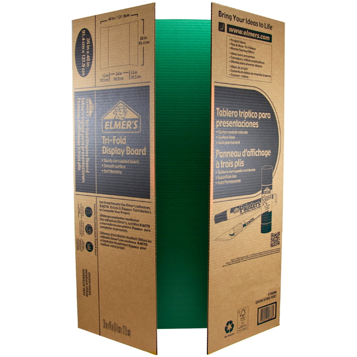 Elmer's Tri-Board Self-Standing Project Display Board 36"X48-Green Box ...