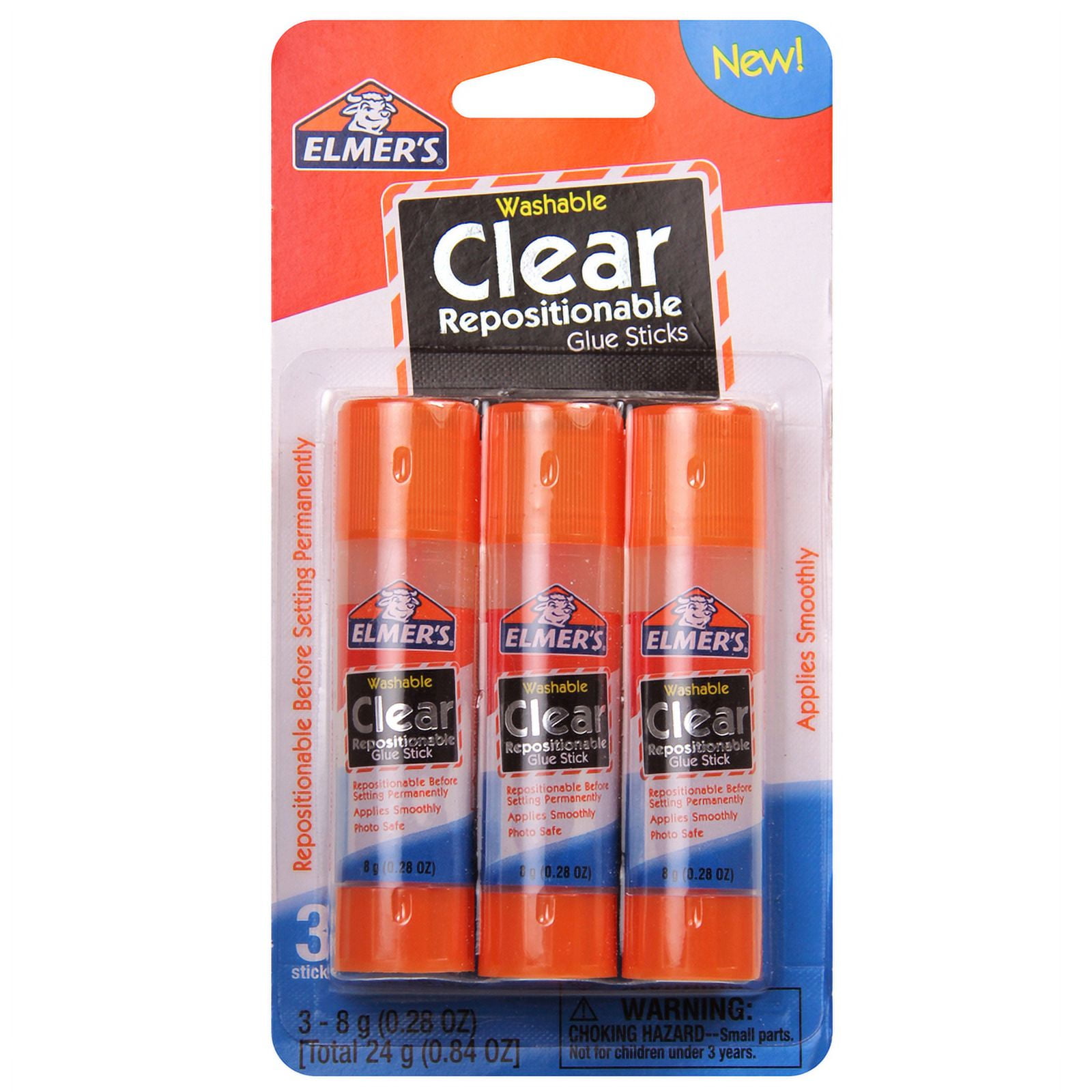 Elmer's Washable Clear Repositionable Glue Sticks (3 Pack) - Walmart.com