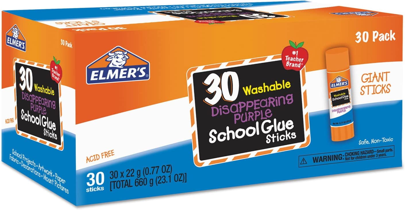 Elmers E605 Disappearing All Purpose Glue Sticks /Clear 30/Box ...