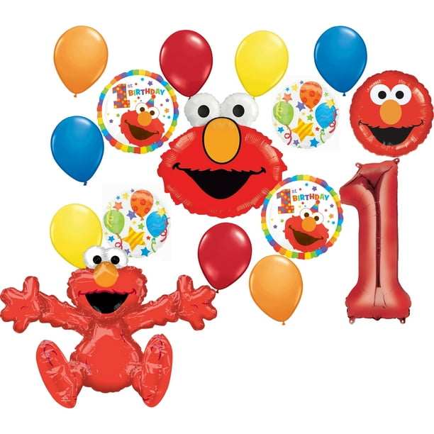 Elmo 1st Birthday Party Supplies Balloon Bouquet Decorations with Elmo ...