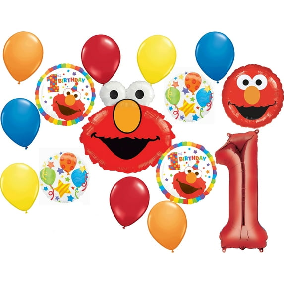Elmo 1st Birthday Party Supplies Balloon Bouquet Decorations - Walmart.com