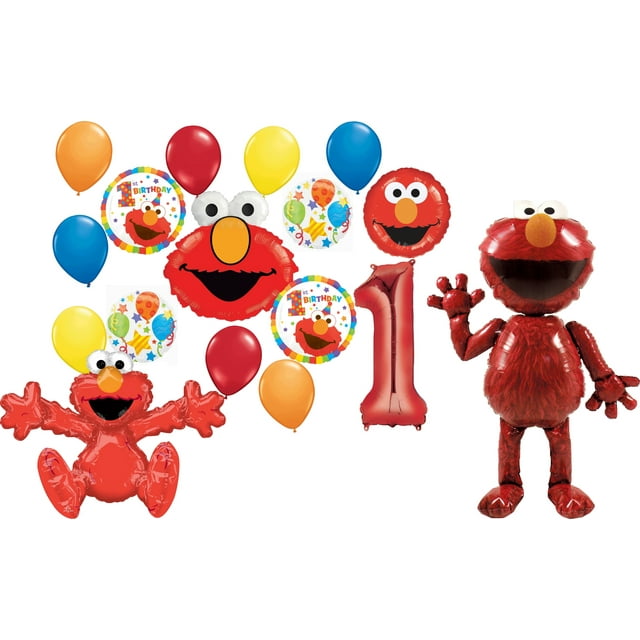 Elmo 1st Birthday Party Supplies Ultimate Balloon Bouquet Decorations ...