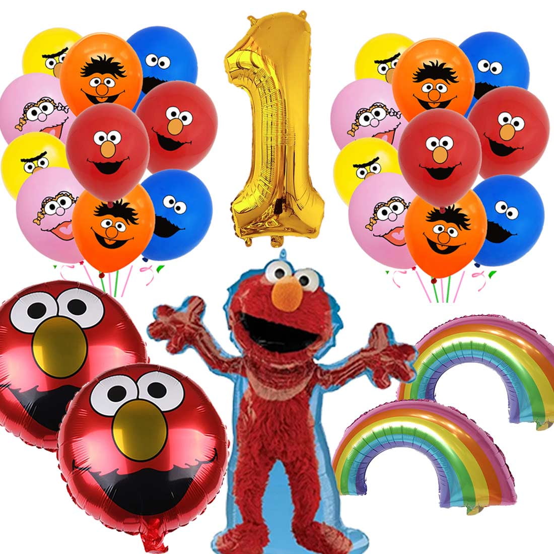 Elmo Balloons Party Supplies 1st Big Number Decorations Decor Kit ...