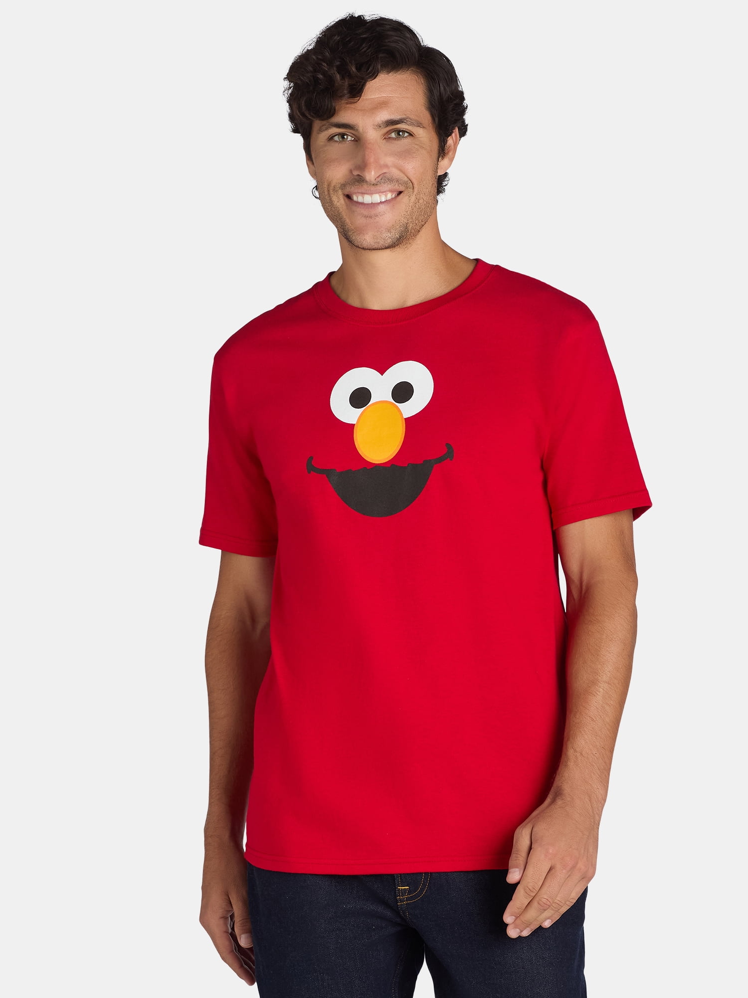 Elmo Big Face Men's & Big Men's Graphic Tee Shirt, Sizes S-3XL ...