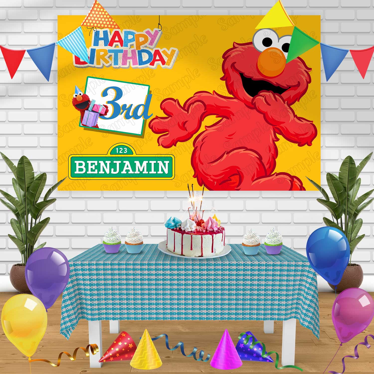Elmo Birthday Banner Personalized Party Backdrop Decoration 60 x 44 ...