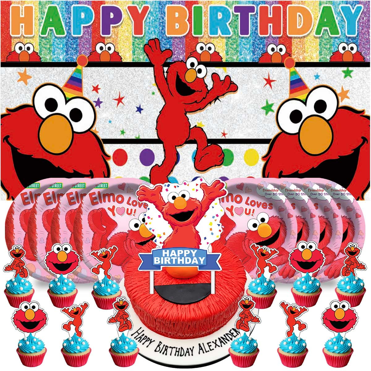 Elmo Birthday Supplies Plates Decorations Decor Backdrop Banner Cake ...