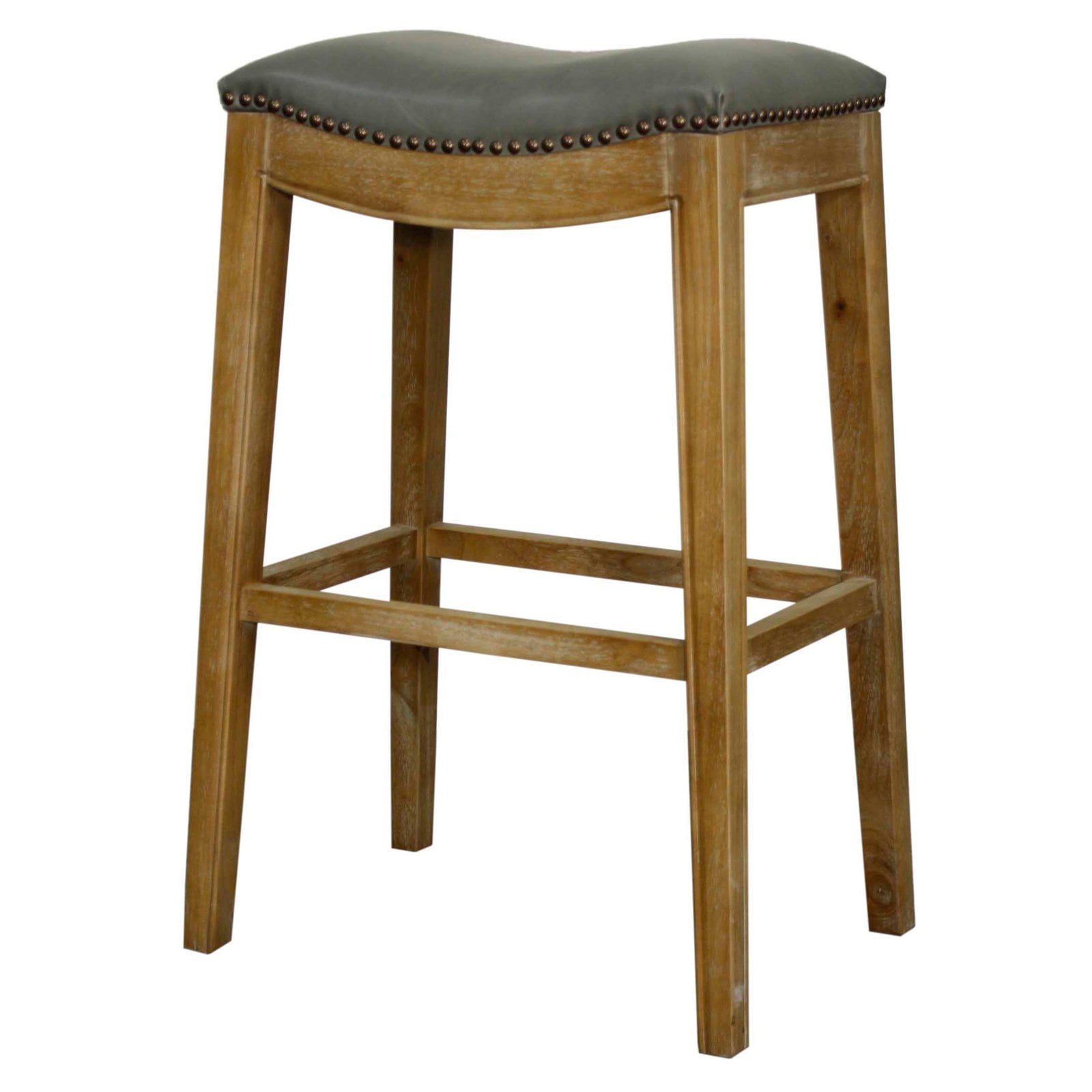 Elmo Bonded Leather Bar Stool Weathered Smoke Legs, Vintage Gray ...