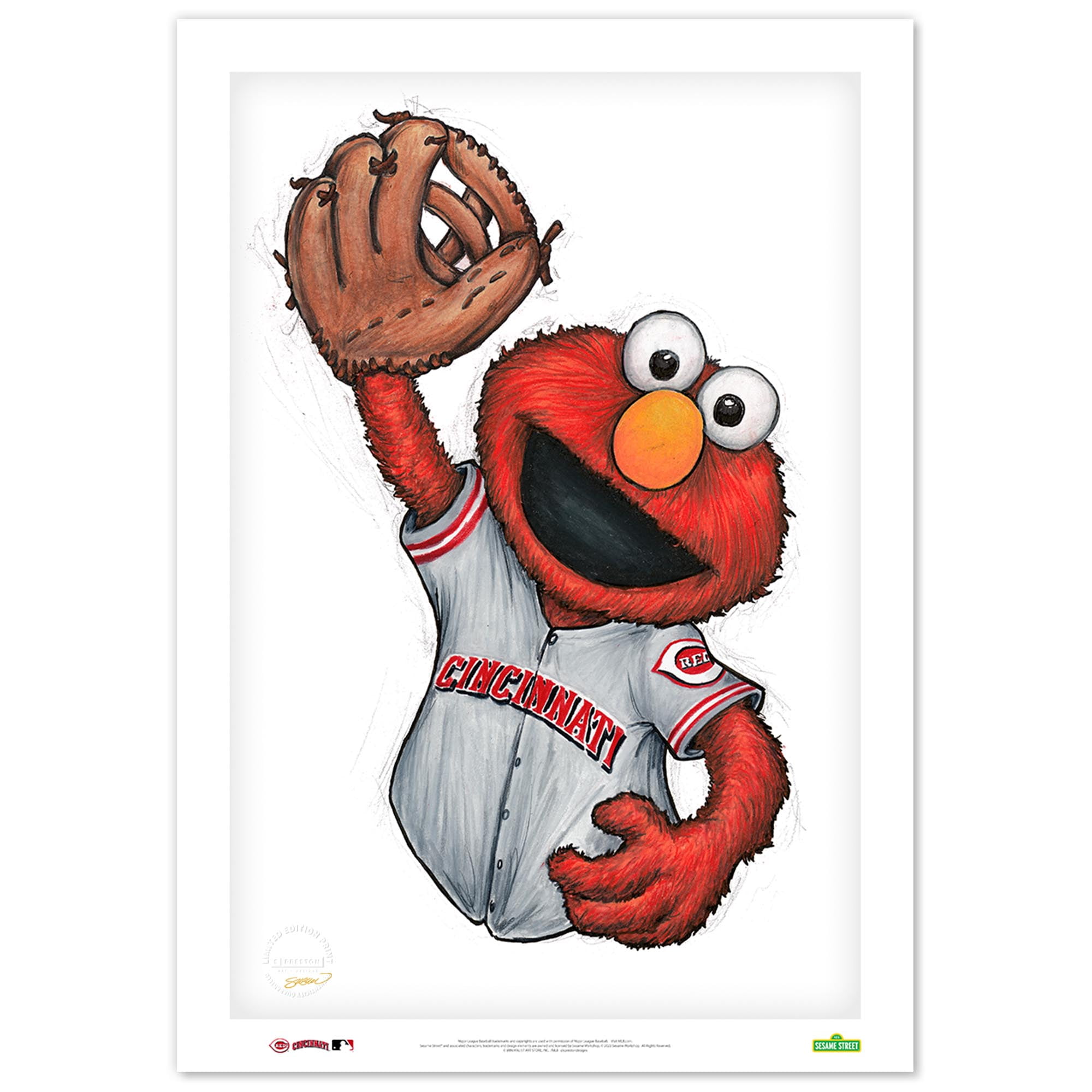 Cincinnati Reds 14" x 20" Sesame Street Limited Edition Fine Art Print ...