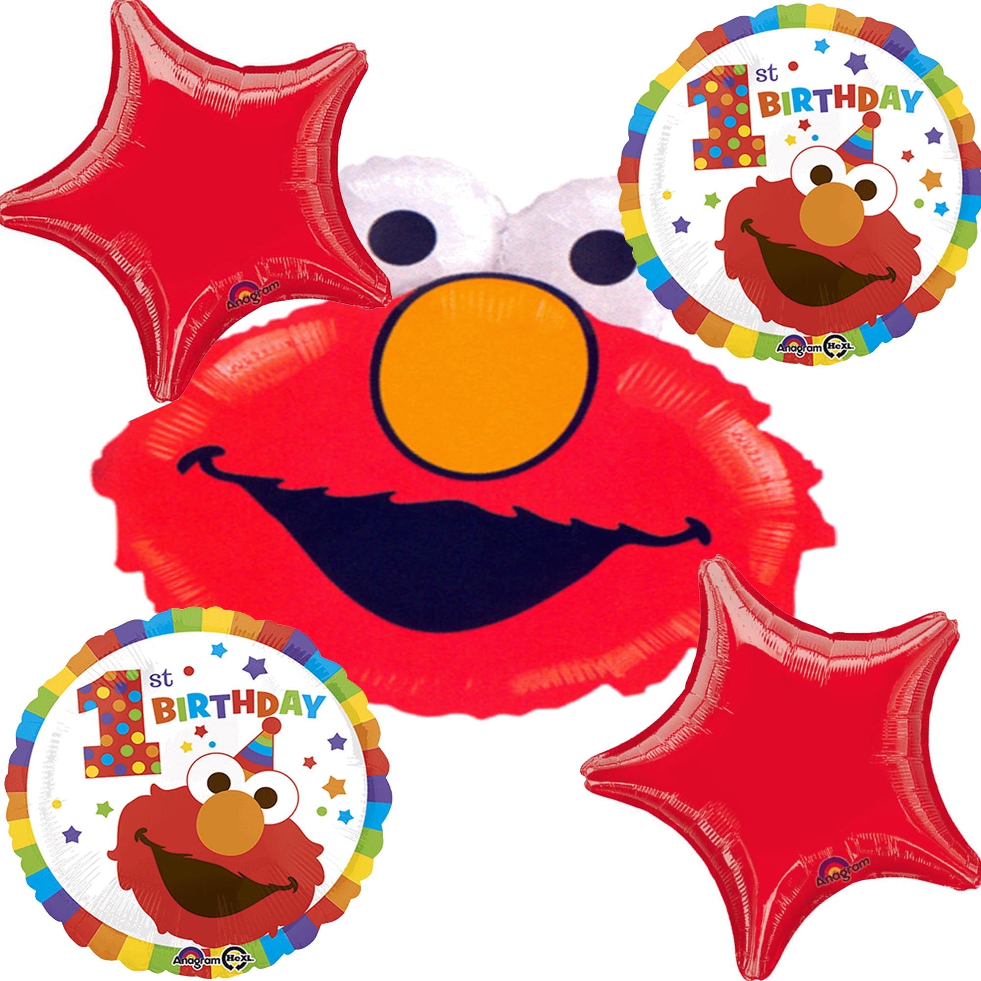 Elmo Head 1st Birthday Foil Balloons Bouquet - Walmart.com