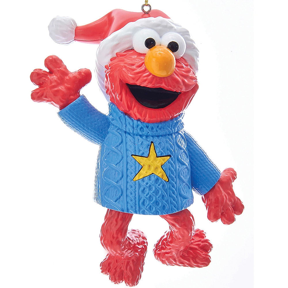 Elmo Holiday Sweater Light & Sound Ornament - 4" Plastic w/ Gold String ...