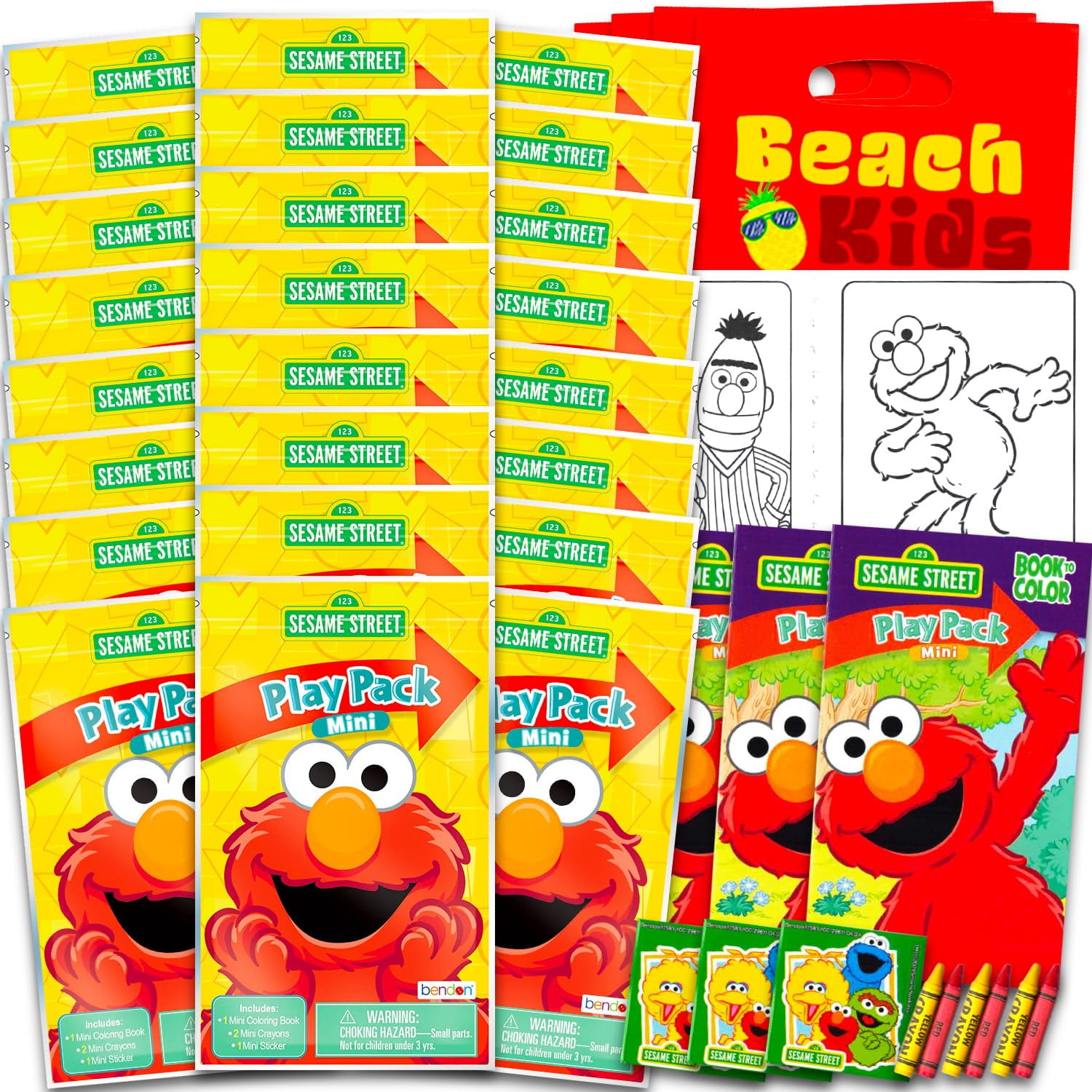 Elmo Mini Party Favors KEF16 Set - Bundle with 24 Elmo Play Packs with ...